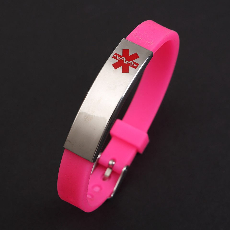 Personalized Medical alert ID bracelet Silicon emergency Wristband ...