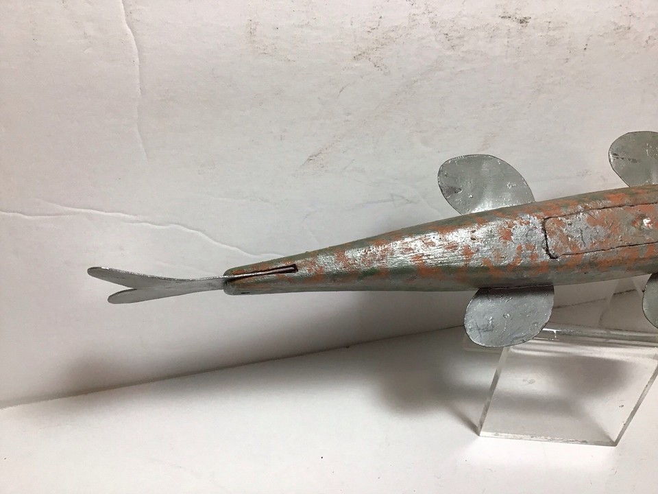 Vintage Wood 10” Spearing Decoy Fish Decoy Glass Eyes,pike Very Nicely ...