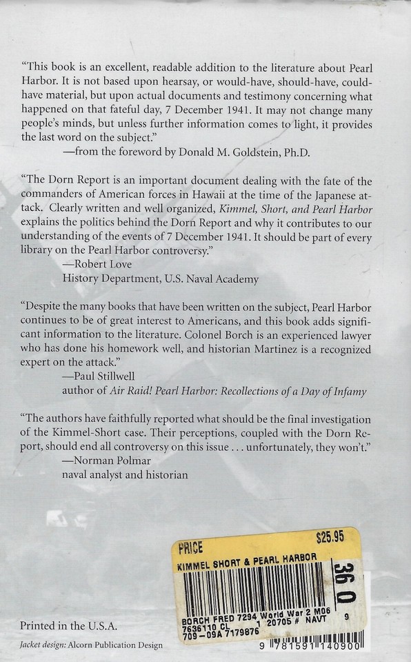 Kimmel, Short, and Pearl Harbor by Fred Borch [Hardcover 2005] Brand ...