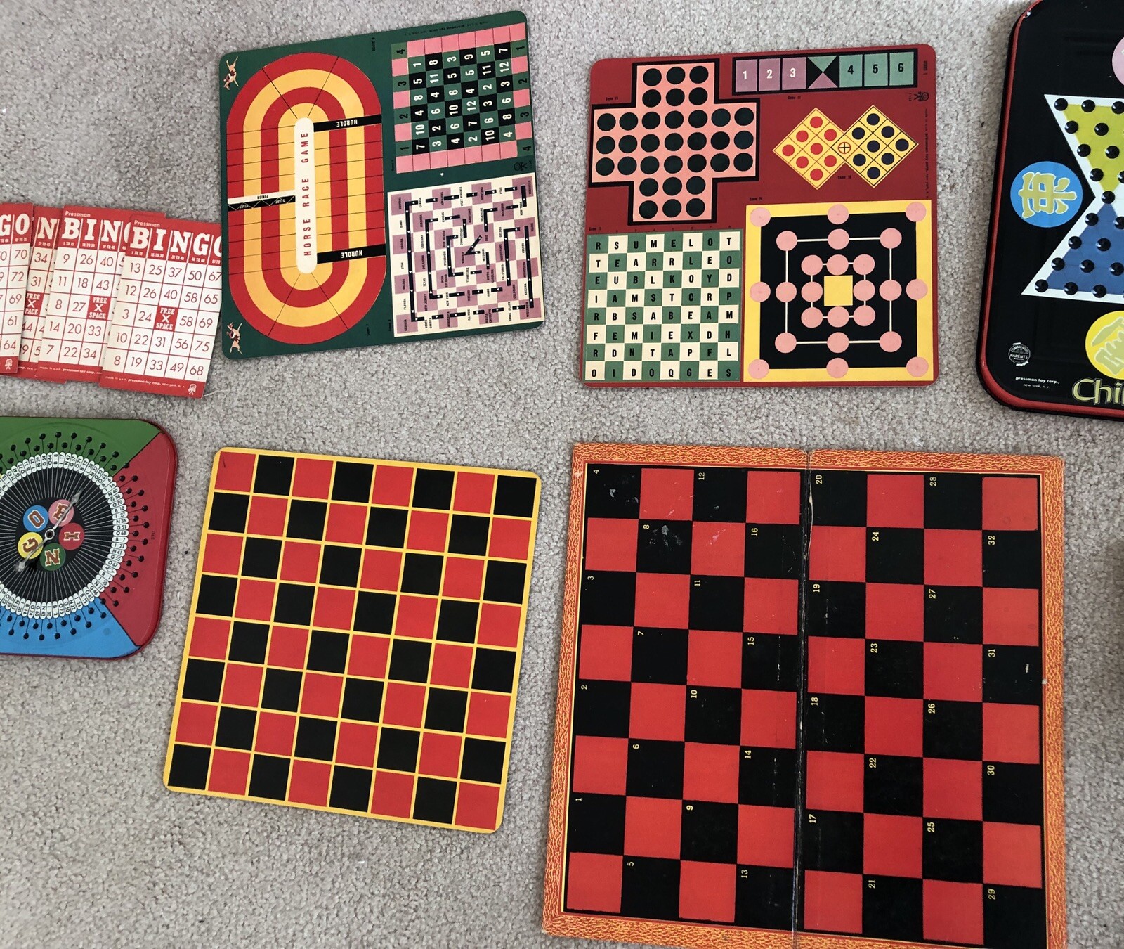 Vintage Game O Rama 58 Games Metal Chinese Checkers Game Board Pressman ...