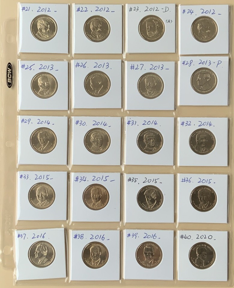 2007-2020 COMPLETE 40 Coins US Presidential Dollar Set BU/Uncirculated ...