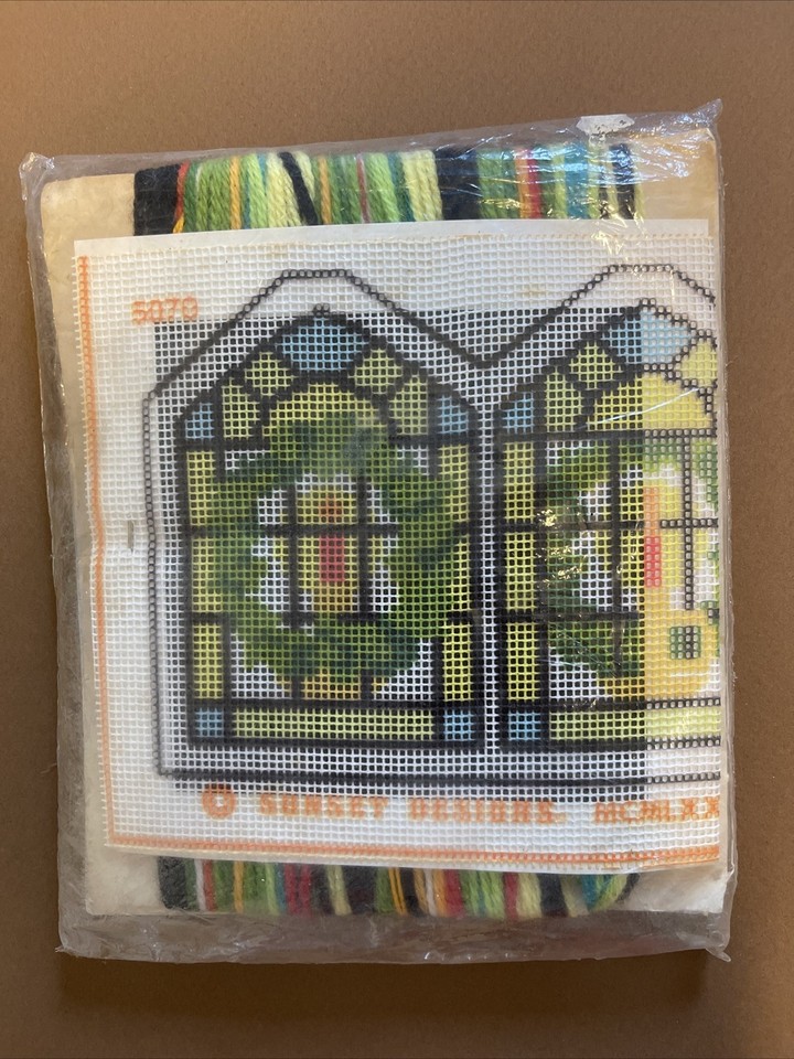 Needlepoint Kit Sunset 5070 Stained Glass Window 3D Christmas Ornament 4.75" NOS | eBay