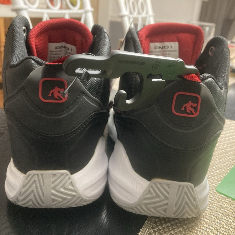 AND1 Men's Sz 8 1/2 Black Mid Top Athletic Basketball Sneakers Shoes ...