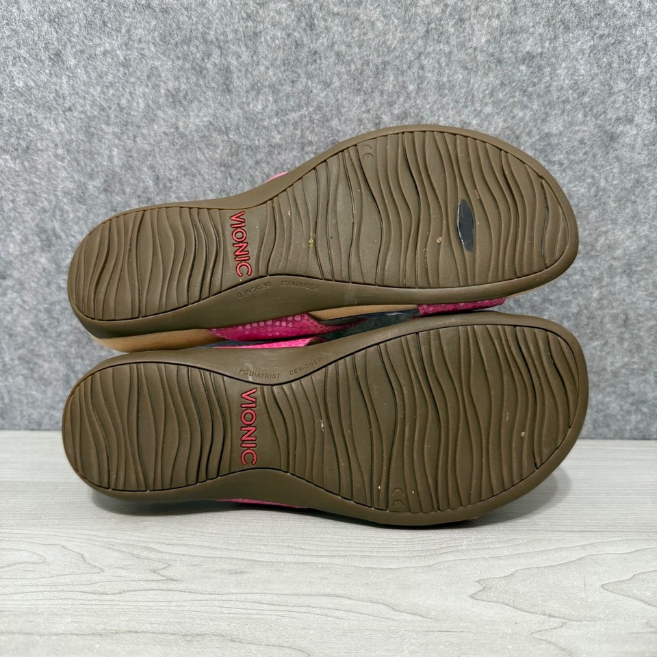 Vionic Randi Women's Pink Lizard Embossed Slide Orthotic Sandals Size 7 ...