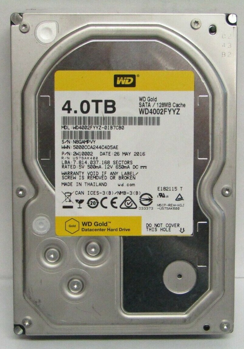 WD Gold 4TB Enterprise Class Hard Disk Drive - 7200 RPM WD4002FYYZ 6Gb ...