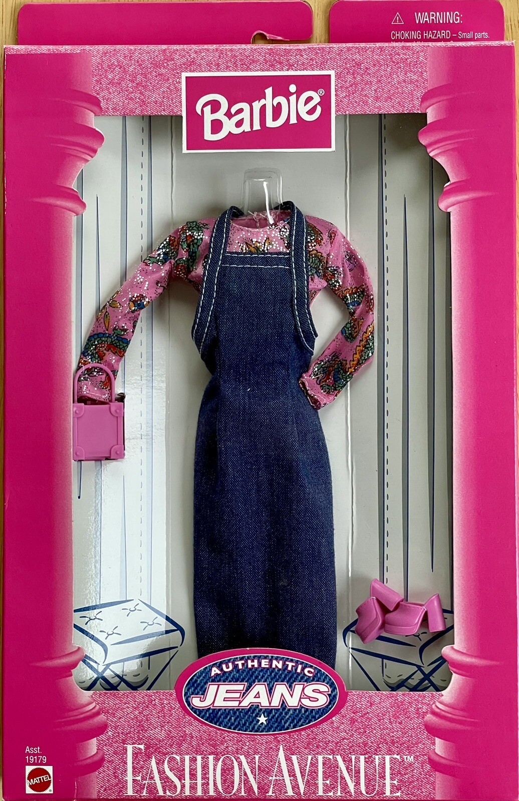 Barbie long overalls dress, sparkly pink shirt Jeans Fashion Avenue ...