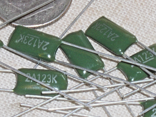 10 PACCOM PK92 .012UF 100V EMI RFI AUDIO POLYESTER PLASTIC FILM ...