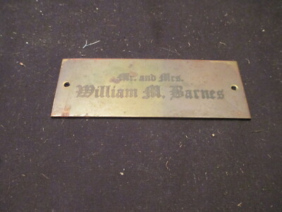 Vintage Brass Engraved Door Plate. Engraved With Mr. And Mrs, William M ...