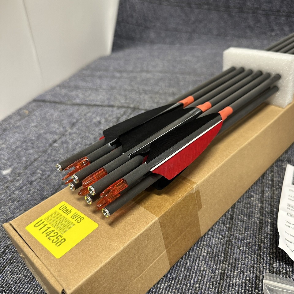 (QTY 12) Archery Carbon Arrows 400 Spine 100 Grain Points 30” Red ...