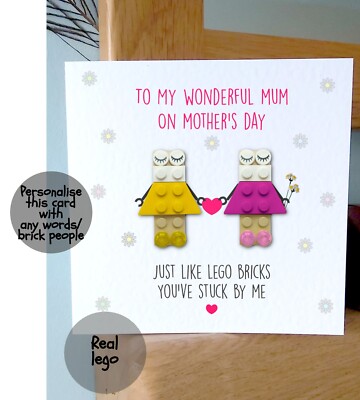 MOTHER'S DAY Personalised Made of LEGO Brick People Handmade greetings ...