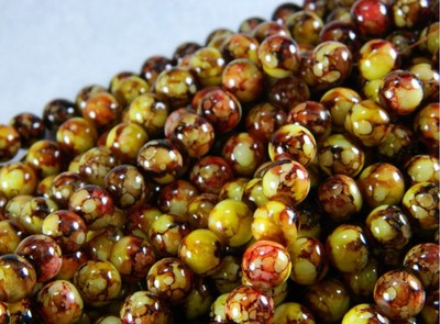 10MM Round Fall Colors Glass Beads - Round Brown, Yellow & Red | eBay