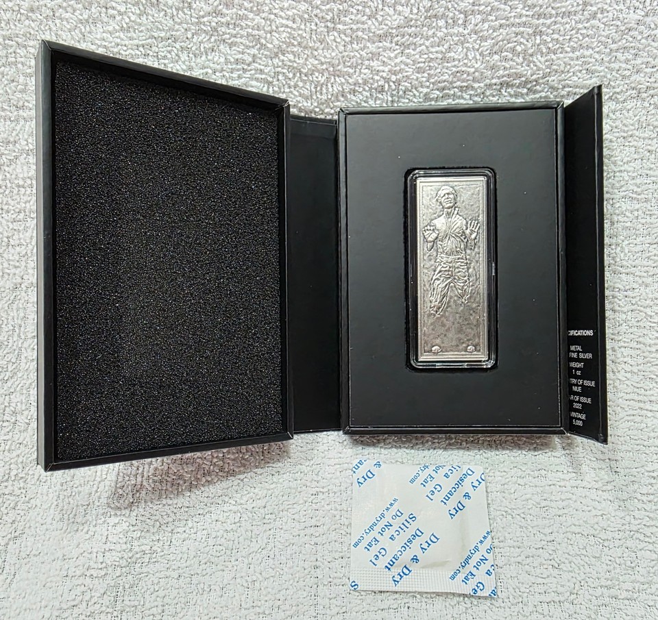2022 Star Wars Han Solo in Carbonite 1 oz .999 Fine Silver Coin NIUE ...