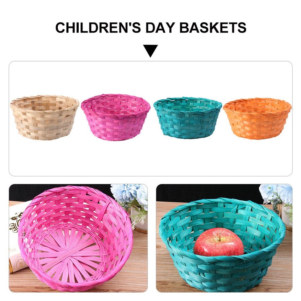 4 Pcs Display Baskets for Vendor Events Fruit Rattan Bamboo Storage Bin ...