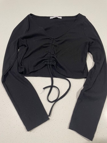 Supre Long Sleeve Crop Top - Black Size 12/Medium | eBay