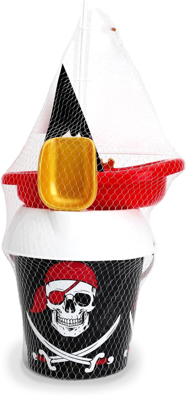 Toyland® Pirate Theme 6 Piece Bucket & Spade Set With Pirate Ship ...