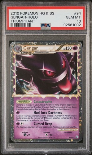 PSA 10 GEM MINT Gengar Prime HGSS Triumphant Holo Pokemon Card 94/102 ...