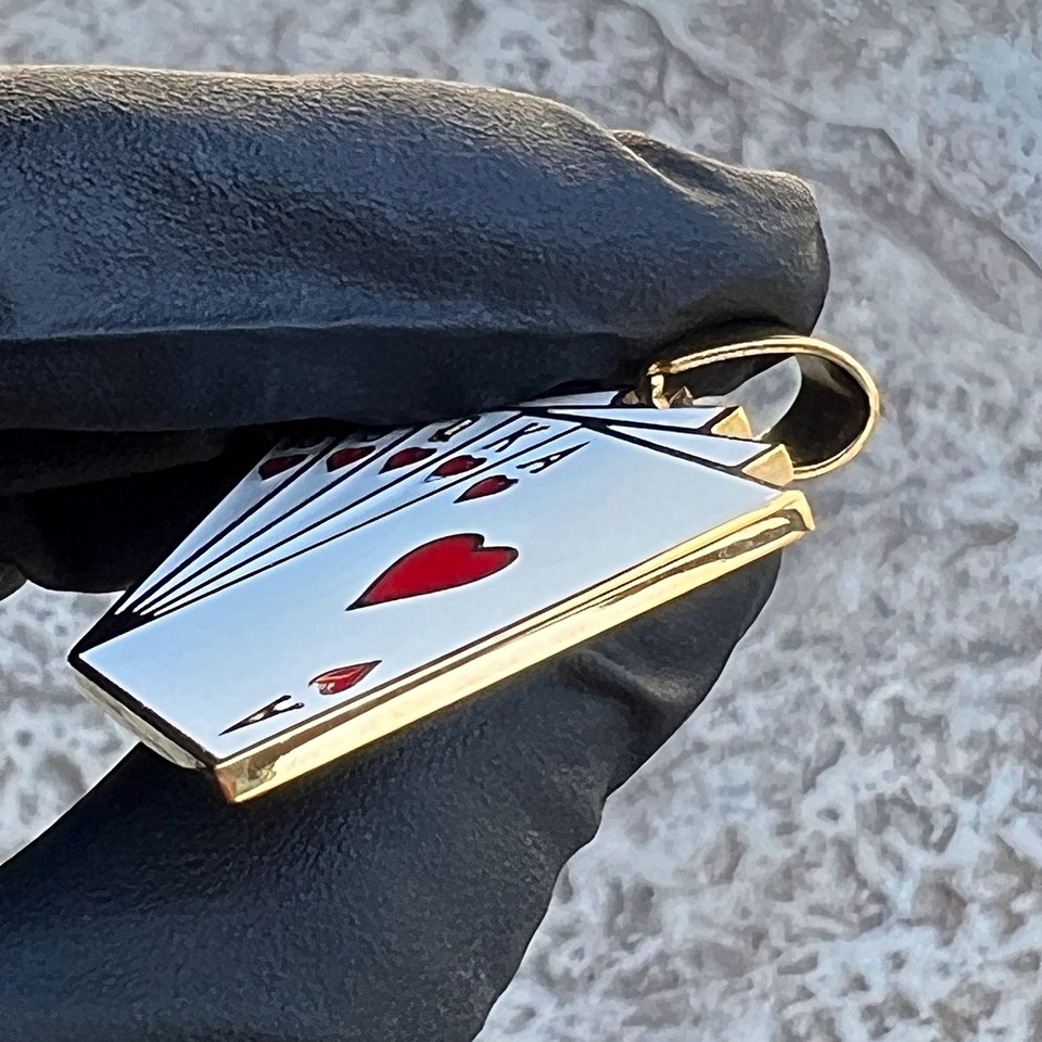 18K Gold Plated Stainless Steel Hearts Royal Flush Poker Playing Cards ...