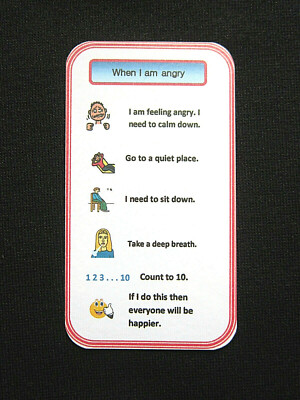 Anger Help pocket prompt Card Autism ADHD PECS SEN Dementia Visual ...