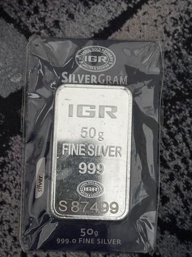 50 Gram .999 Fine Silver Bar 1.608 ozt Istanbul Gold Refinery ~ IGR ...