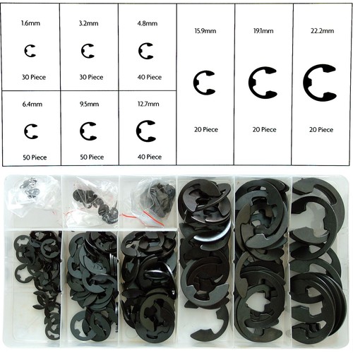 E Clips Retaining Snap Ring Circlip Set. 300pc E Clip Retainer C Ring ...