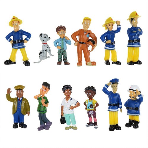 3-6cm Action Figure Fireman Sam 12Pcs PVC Doll Model Cute Cartoon Toys ...