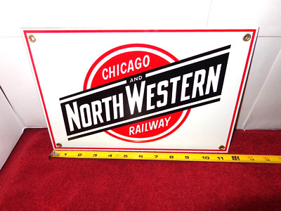 12 x 8 in CHICAGO & NORTHWESTERN RAIL ROAD ADV. SIGN HEAVY DIE CUT ...
