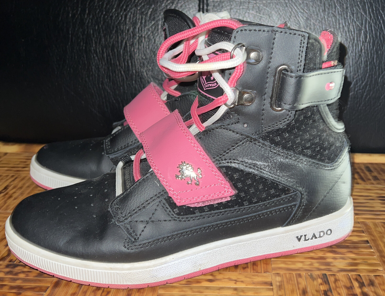 7.5 womens Tennis Shoes Leather Black Pink VLADO | eBay Australia