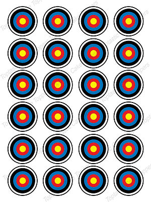 24 Archery Target Edible Icing Fairy Cake Cupcake Bun Toppers | eBay UK
