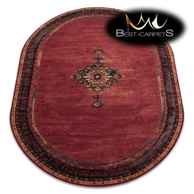Oriental NATURAL WOOL Rugs "POLONIA" SAMARKAND oval ruby red frame Best ...
