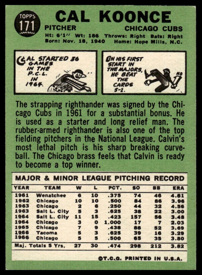 1967 Topps #171 Calvin Koonce | eBay