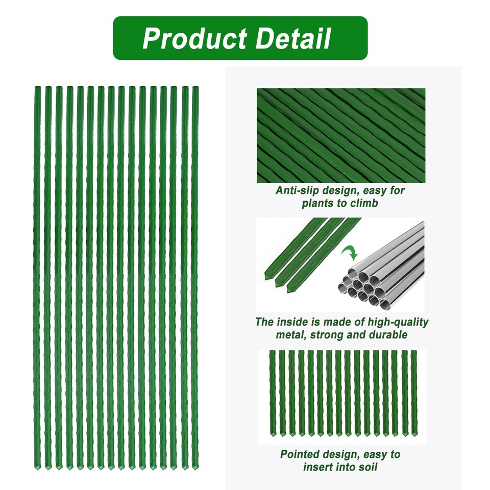 Hydroponics Garden Plant Stakes Support Sticks Canes Pole Grow Tools 20 ...