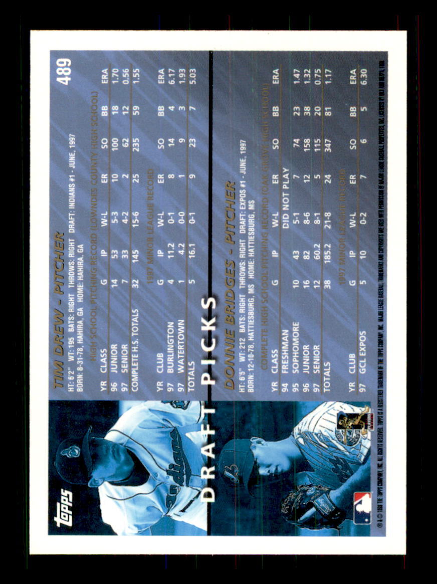 1998 Baseball Topps Tim Drew / Donnie Bridges Prospects #489 | eBay