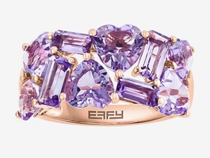 NEW! Effy Amethyst & 14K Rose Gold Ring W Heart Shapes/ Gift Box/$2,175 ...