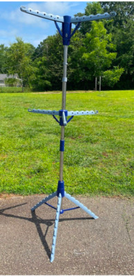 Space-Saving 2-Tier Tripod Hanging Clothes Drying Rack Steel Garment ...