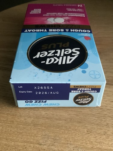 Alka-Seltzer Plus Cough & Sore Throat Fizzy Chews - Raspberry Flavor ...