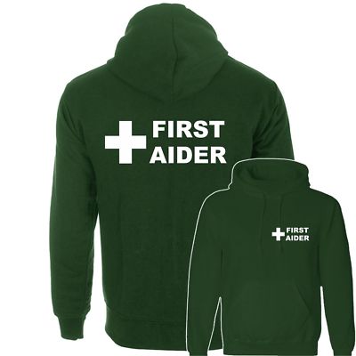 FIRST AIDER MEDICAL WORK WEAR GREEN HOODIE, FIRST AID SAFETY HOODY ...