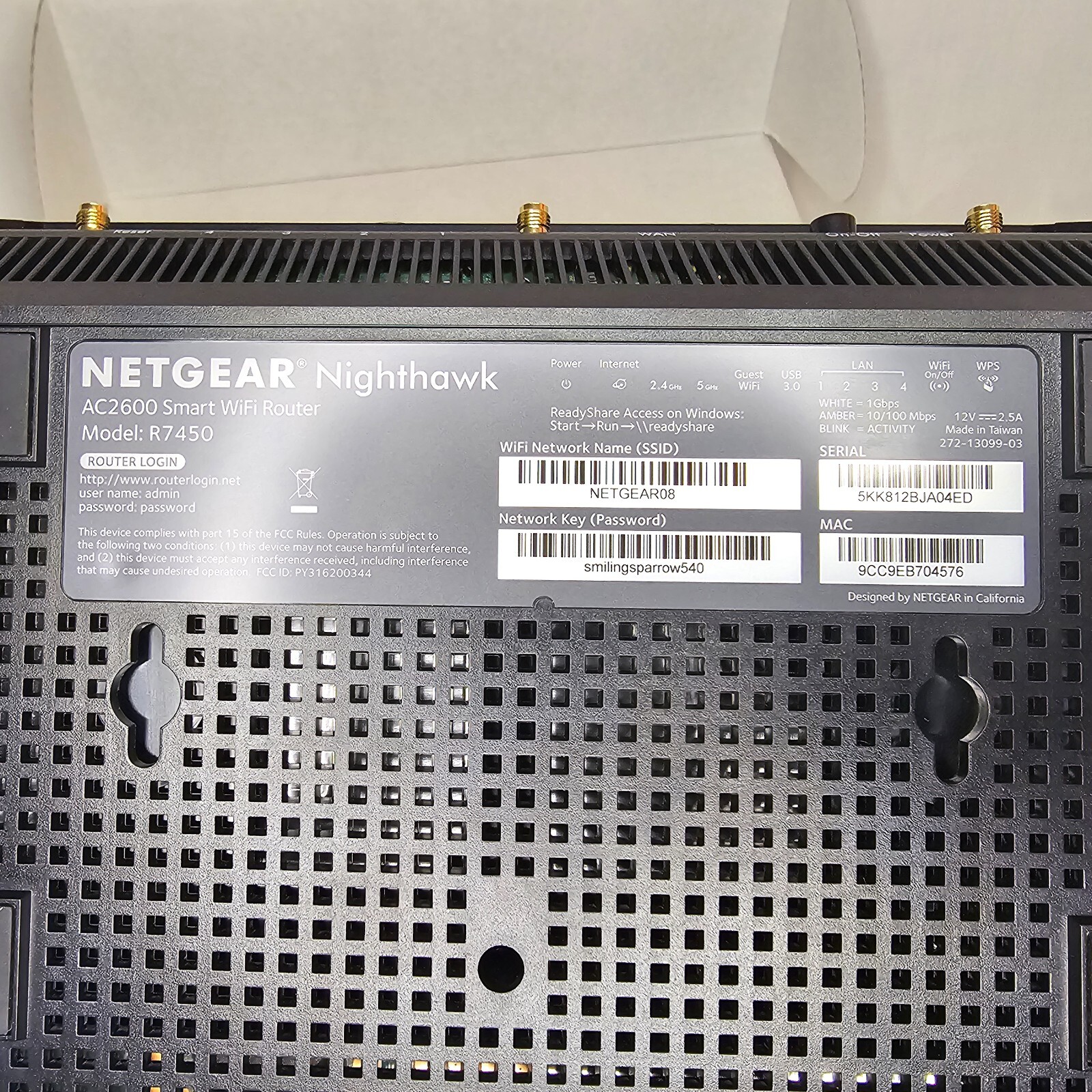 Netgear Nighthawk AC2600 Smart Wifi Router R7450 - No Quick Guide ...