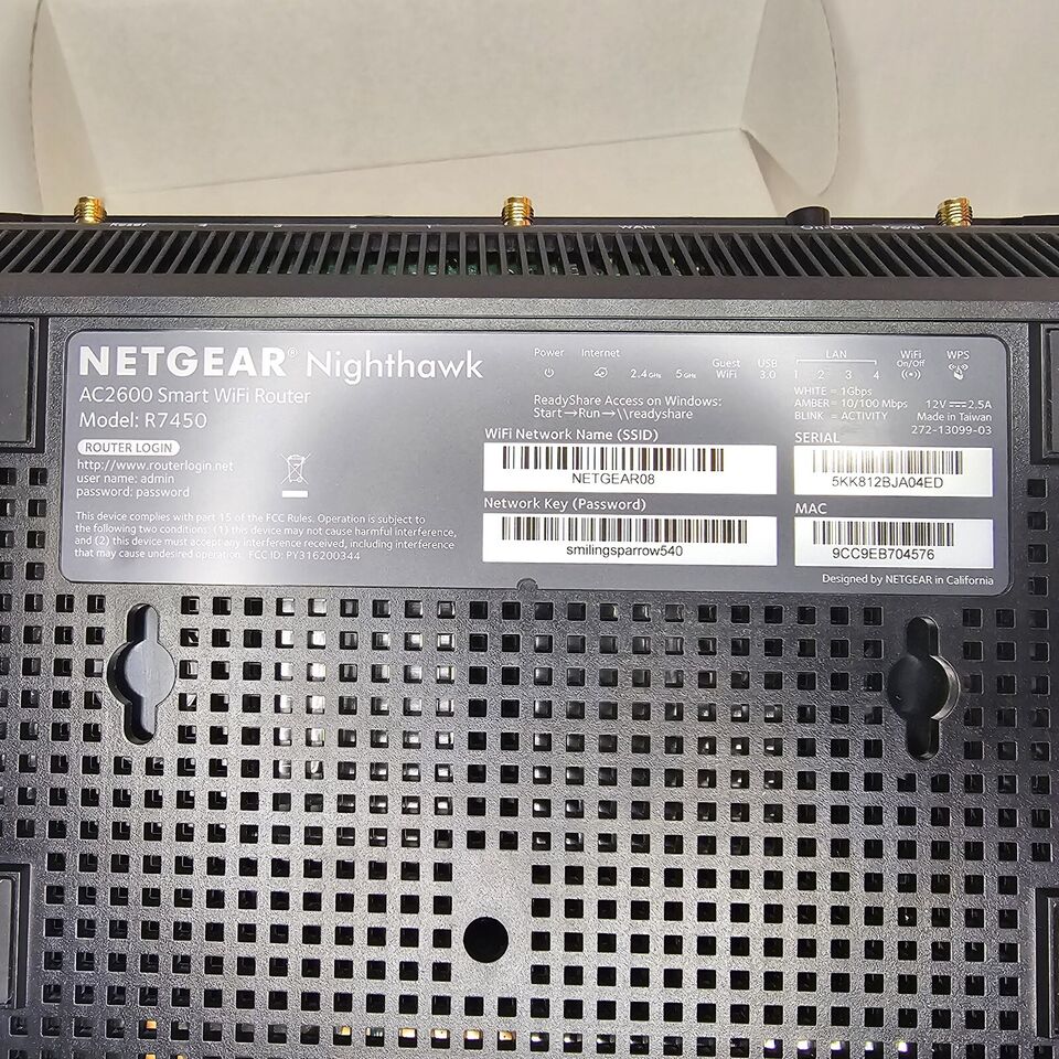 Netgear Nighthawk AC2600 Smart Wifi Router R7450 - No Quick Guide ...