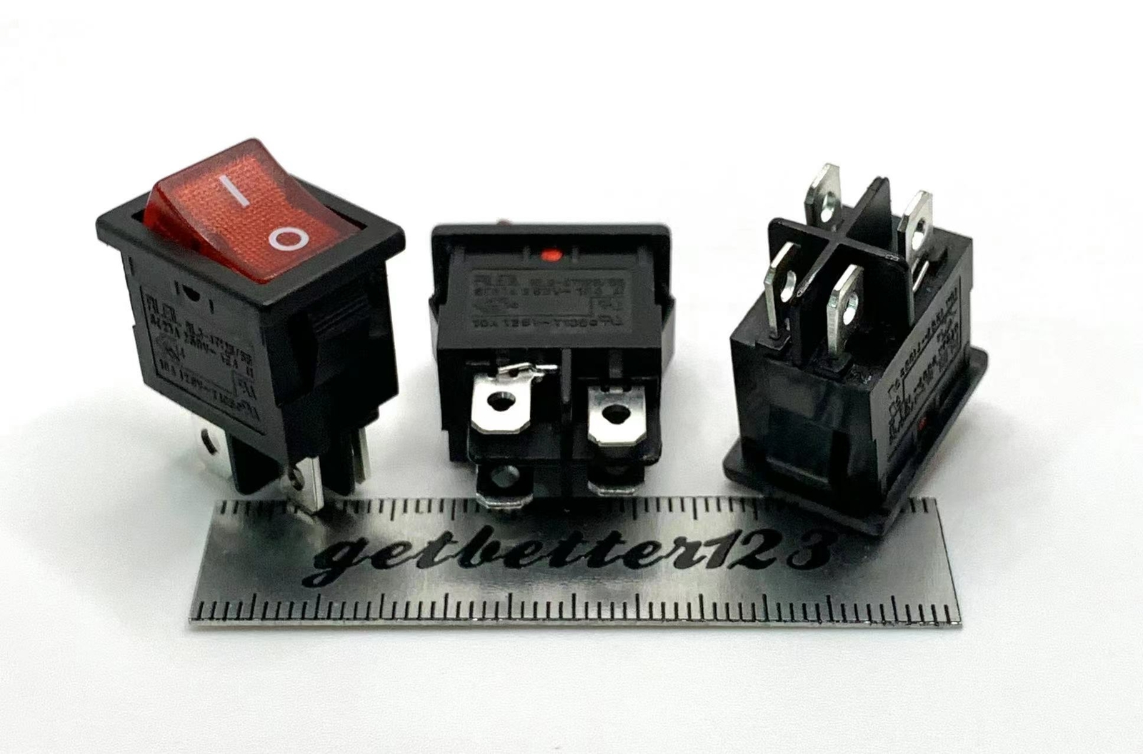 1pc Red light RLEIL RL3-4 Rocker switch T125/55 6A 250V 4Pins 2 ...