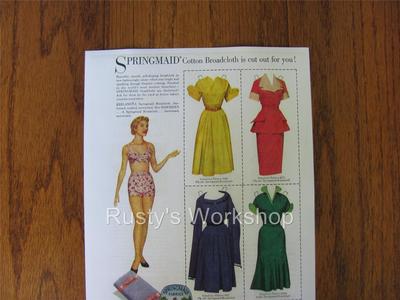 1948 Springmaid Paper doll Set REPRO | eBay
