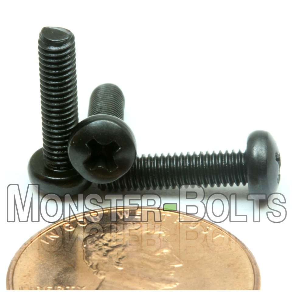 M3 / 3mm Phillips Pan Head Machine Screws, Steel, Black Oxide, DIN ...