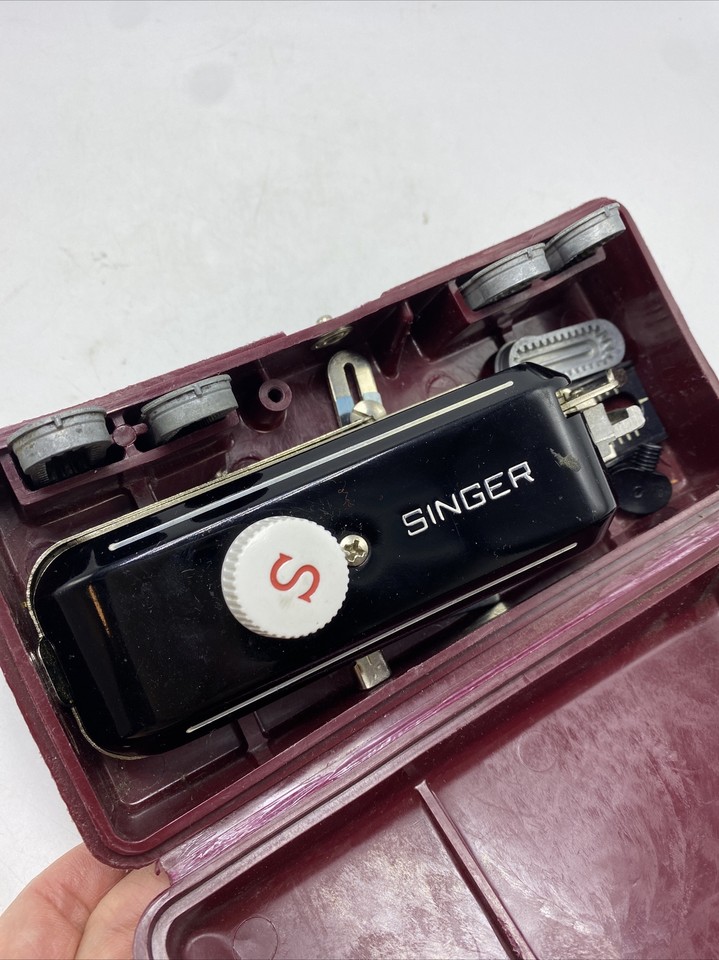 Singer Buttonholer Attachment In Burgundy Case With Templates Vintage ...
