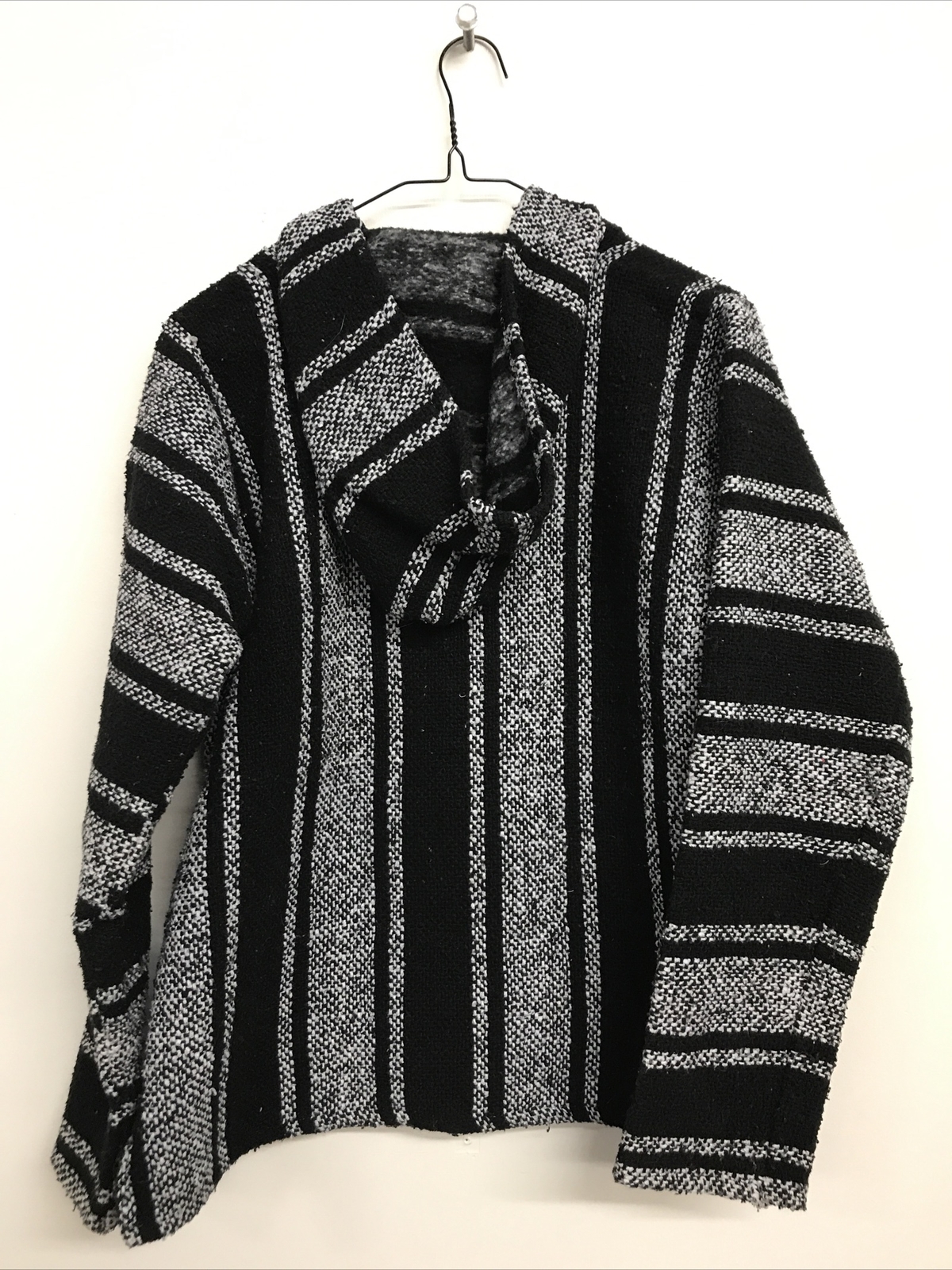 Black & White Mexican Poncho Baja Hoodie Drug Rug Hoo… - Gem