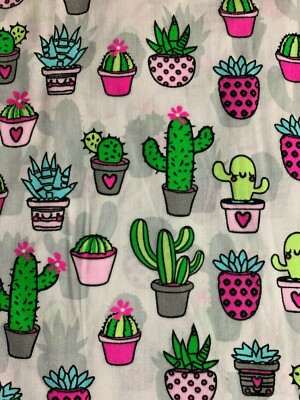 SCRUB TOP SIZE SMALL COLORFUL CACTUS NWT NURSE MEDICAL DENTAL CNA ...