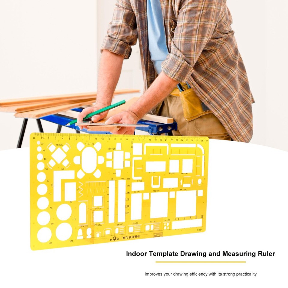 Multifunctional Teaching Ruler Drawing Template Measuring Construction ...