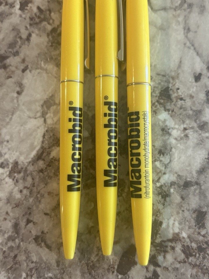 Macrobid BIC Pharmaceutical Pharma Drug Rep Pens Yellow Plastic Pens ...