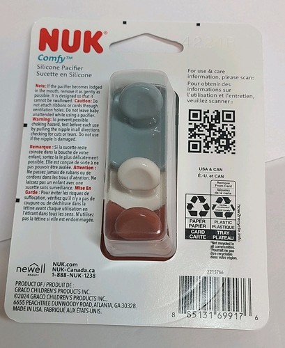 NUK Comfy Silicone Pacifier 0-6 months 3-pack Neutral Colors Soft ...