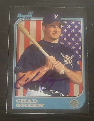 1997 Bowman International #80 Chad Green Milwaukee Brewers Signed Card ...