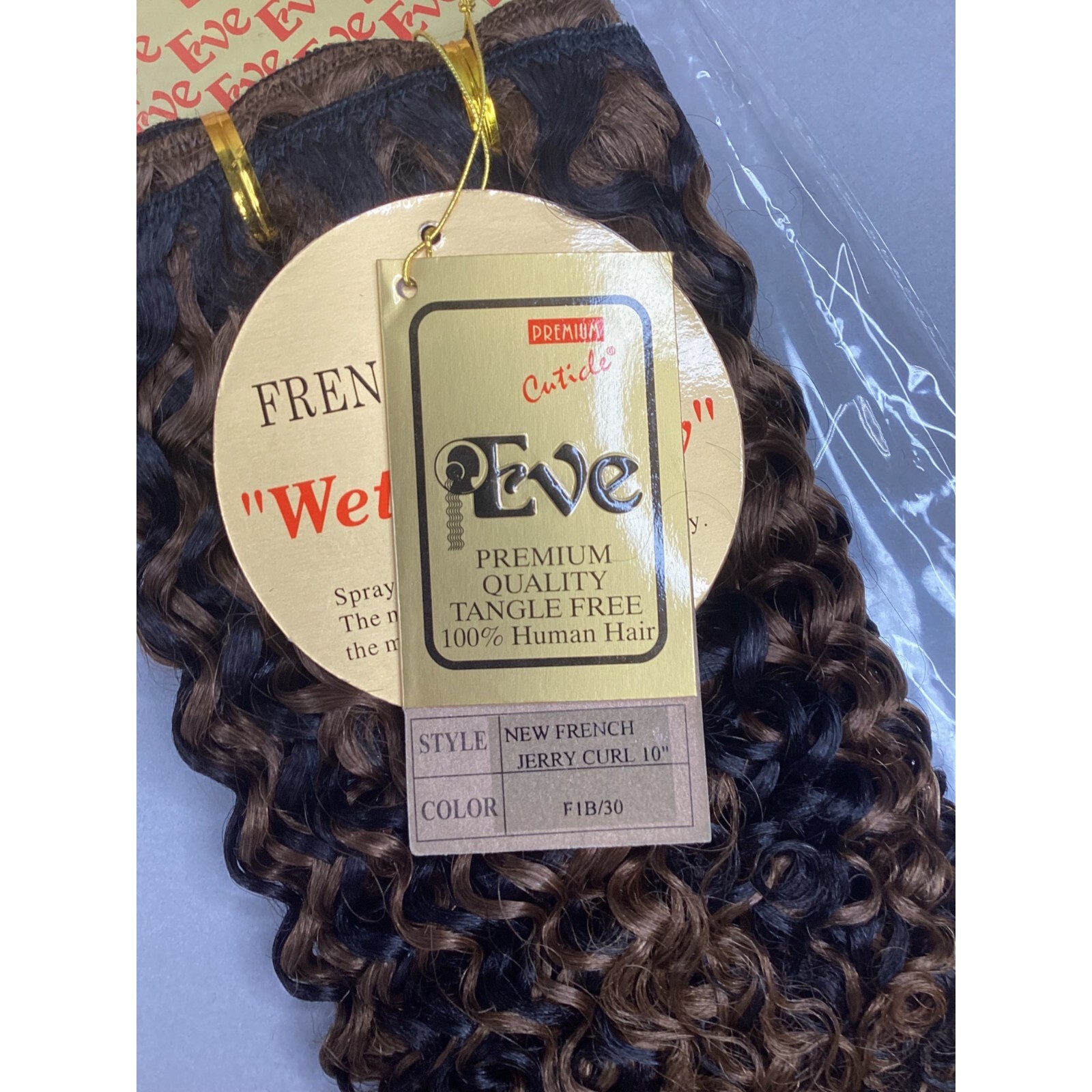 10” French Deep Curl F1B/30 Frosted Off Black & Honey 100% Human Hair ...