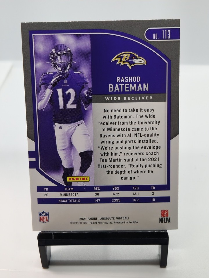 2021 Panini Absolute Rashod Bateman Rookie RC Baltimore Ravens #113 | eBay
